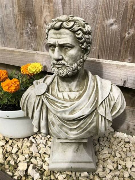 Reconstituted Stone Roman Nero Bust Statue Vintage Concrete Roman