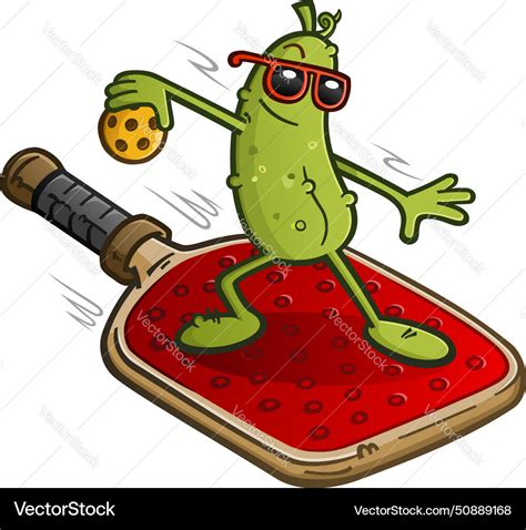 Pickleball Cartoon Air Surfing On A Paddle Vector Image