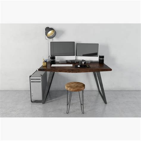 Modern Workspace Setup 3d Model Download Furniture Set On
