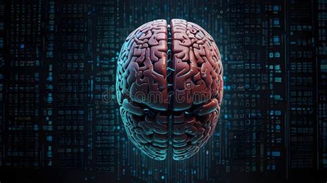 Futuristic Ai Brain Surrounded By Binary Code And Digital Patterns