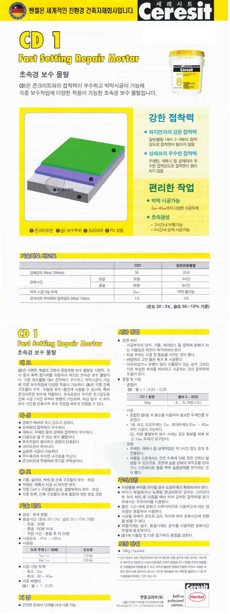 피터의 작업실 초속경보수몰탈 긴급보수몰탈 독일 헨켈CD1