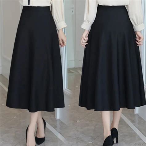 직장인 출근룩 오피스룩 A라인 블랙 스커트 봄스커트 에이블리