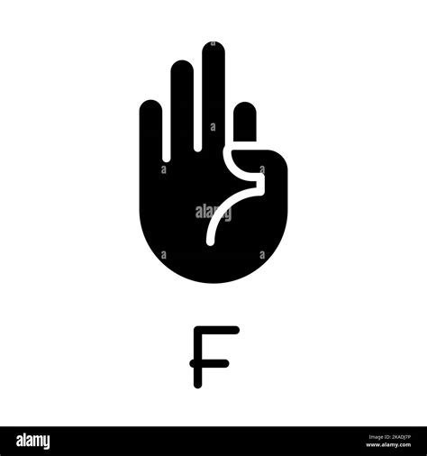 Letter F In American Sign Language Black Glyph Icon Stock Vector Image Letter F In American Sign Language Black Glyph Icon Stock Vector Image