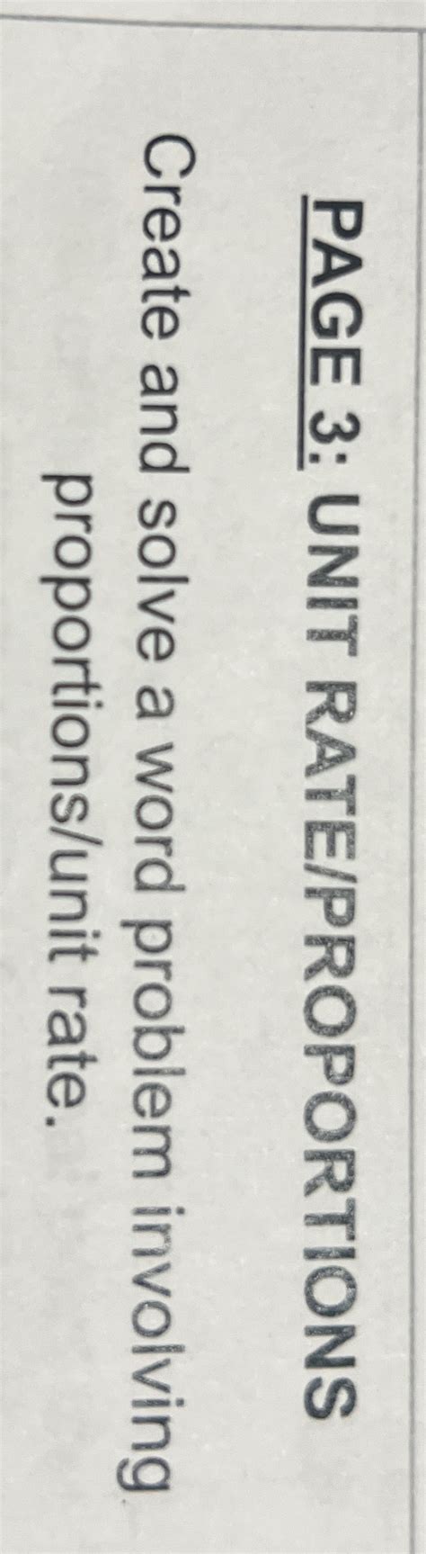 Solved Page 3 Unit Rate Proportionscreate And Solve A Word