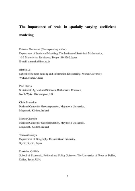 Pdf The Importance Of Scale In Spatially Varying Coefficient Modeling