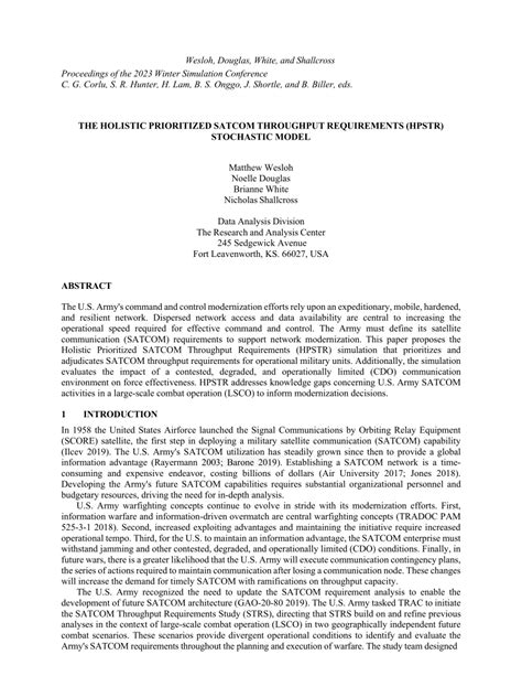 Pdf The Holistic Prioritized Satcom Throughput Requirements Hpstr Stochastic Model