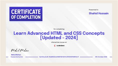 Shahid Hussains Certification For Learn Advanced Html And Css Concepts