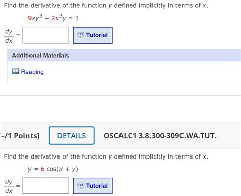 Solved Find The Derivative Of The Function Y Defined