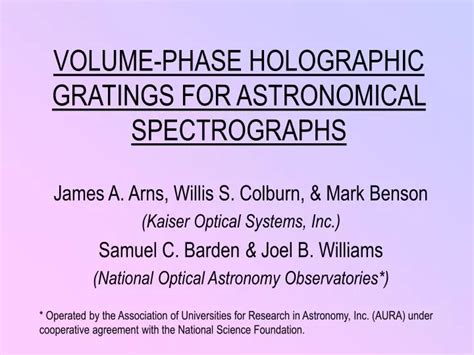 Ppt Volume Phase Holographic Gratings For Astronomical Spectrographs Powerpoint Presentation