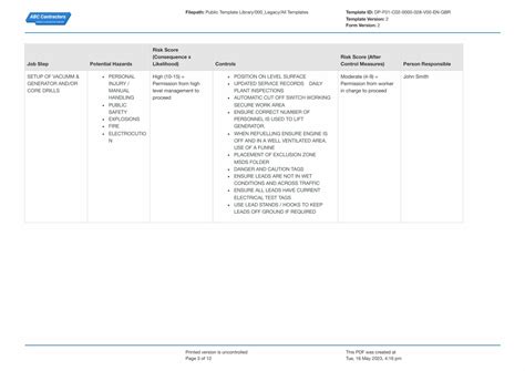 Rams Risk Assessment Method Statement Example Use It For Free
