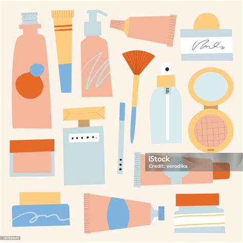 용기와 튜브의 화장품 세트 바디 로션 페이스 클렌저에 손으로 그린 텍스처 패키지 0명에 대한 스톡 벡터 아트 및 기타 이미지 0명 각질제거 개념 Istock