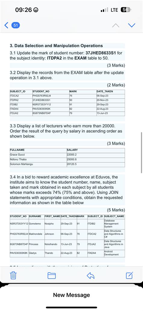 Solved Data Selection And Manipulation Operations31 ﻿update