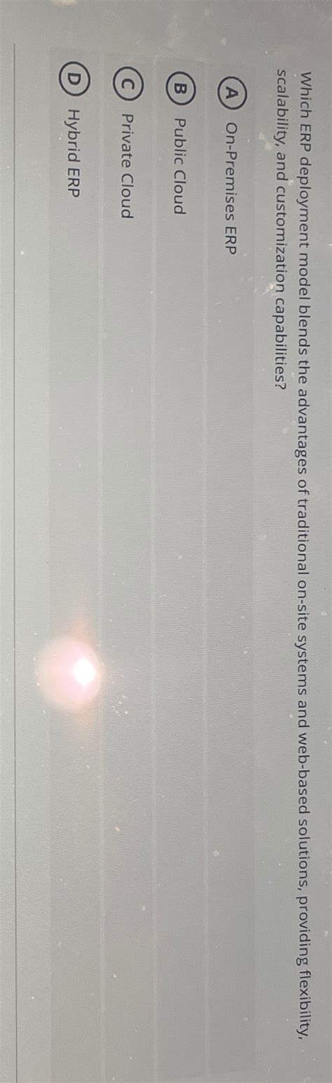 Solved Which Erp Deployment Model Blends The Advantages Of