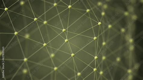 Abstract Futuristic Molecular Polygonal Structure 3d Render Animation Yellow Dots And Lines Dna