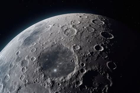 Close Up View Of A Section Of The Moon With Craters In Outer Space Stock Illustration