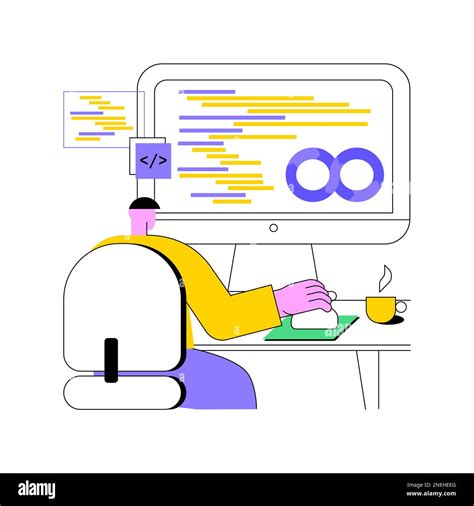 Collaborative Framework Isolated Cartoon Vector Illustrations Man Programming And Coding