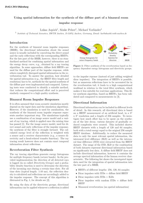Pdf Using Spatial Information For The Synthesis Of The Diffuse Part