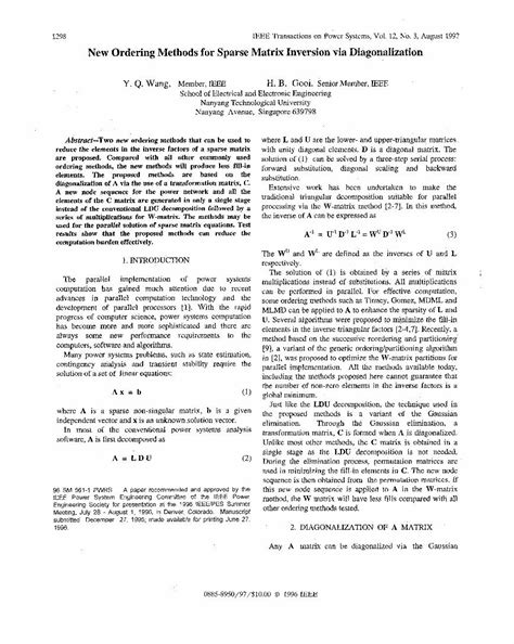 Pdf New Ordering Methods For Sparse Matrix Inversion Via