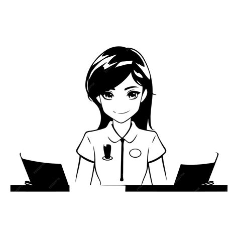 Premium Vector Young Woman Working At The Computer On White Background