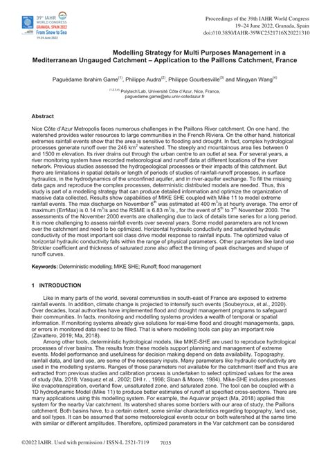 Pdf Modelling Strategy For Multi Purposes Management In A