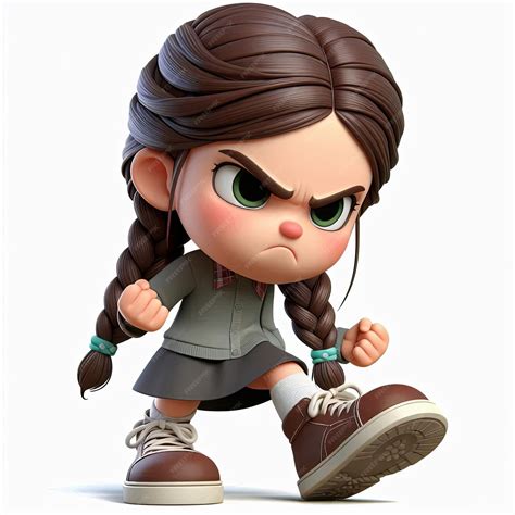 Angry Girl With Braided Hair 3d Premium Ai Generated Image