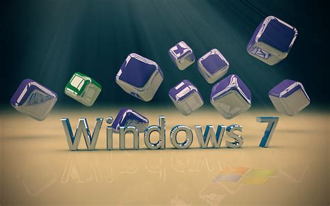 Windows 7 Computer Operating System Cube Text Metal Wallpaper Coolwallpapersme