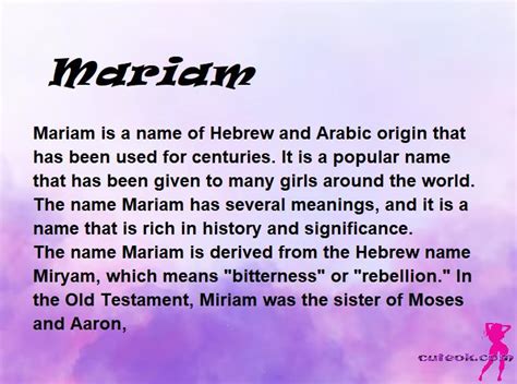 Meaning Of The Name Mariam