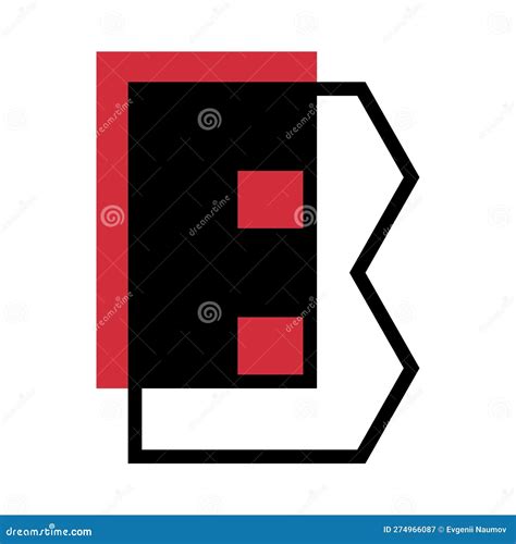 Alphabet Letter B With Red Rectangle Shape As Geometric Font Vector