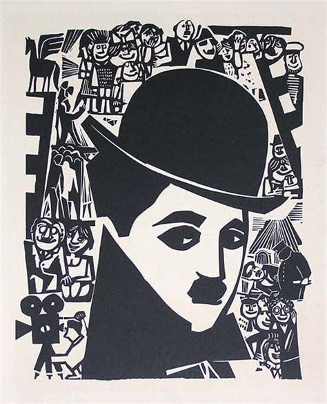 Могилевский Юрий Борисович Чарли Чаплин 1960 е линогравюра 33 3х27 3