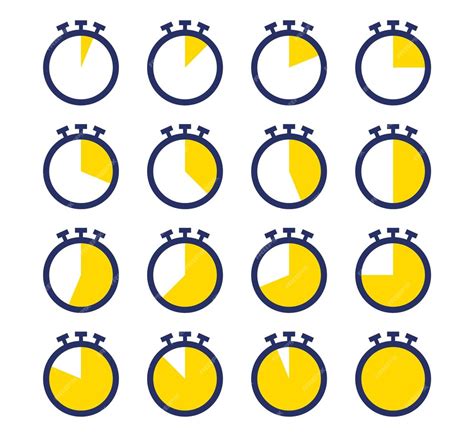 타이머 아이콘의 집합입니다 벡터 일러스트 레이 션 프리미엄 벡터
