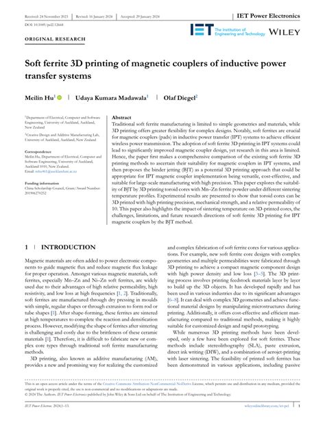 Pdf Soft Ferrite 3d Printing Of Magnetic Couplers Of Inductive Power