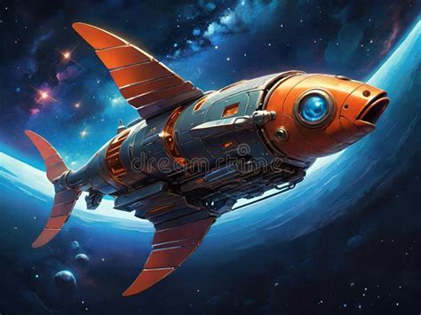 Spaceship In Space Orbiting Around A Planet Generative Ai