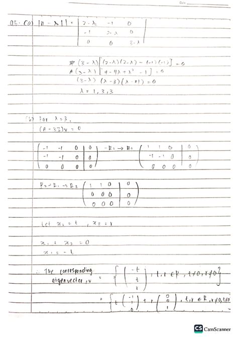Eigenvalues And Eigenvectors Linear Algebra 1 Date O 0 0 6 1 3 3 B For A 31 V 0 12 0 0