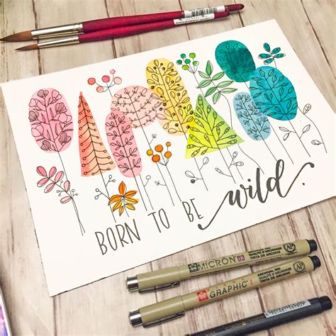 Watercolor Pen And Ink Simple Easy And Elegant Watercolor Leaves