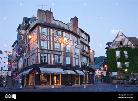 France Normandy Honfleur Street Scene Stock Photo Alamy