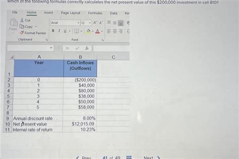 Solved Which Of The Following Formulas Correctly Calculates