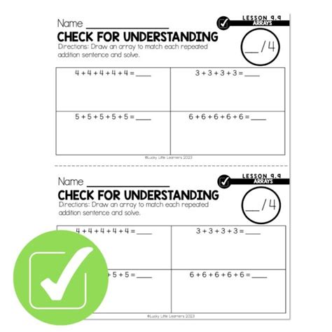 Lucky To Learn Math Lesson 99 Arrays Check For Understanding Lucky Little Learners