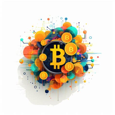 Colorful Bitcoin Art Abstract Flat Design On White Background Stock Illustration Illustration