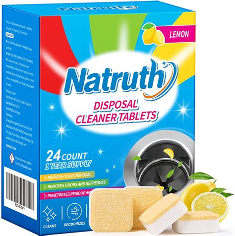 Natruth Garbage Disposal Cleaner Deodorizer Tablets 24 Pack Lemon