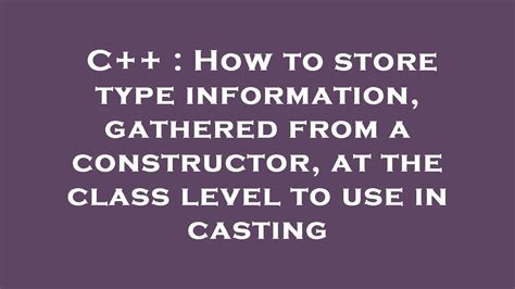 C How To Store Type Information Gathered From A Constructor At The Class Level To Use In