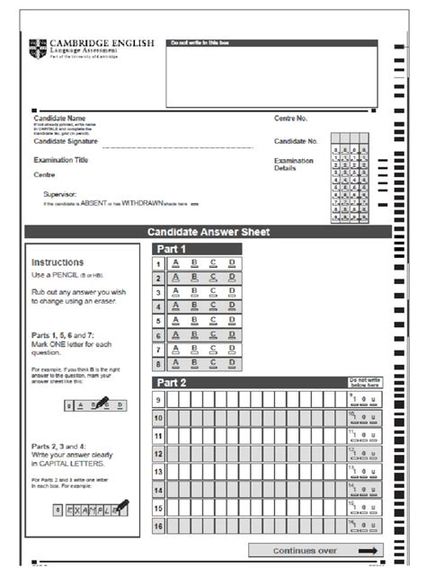 Fce Reading And Use Of English Answer Sheet Pdf