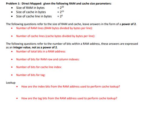 Solved Problem Direct Mapped Given The Following RAM And Chegg