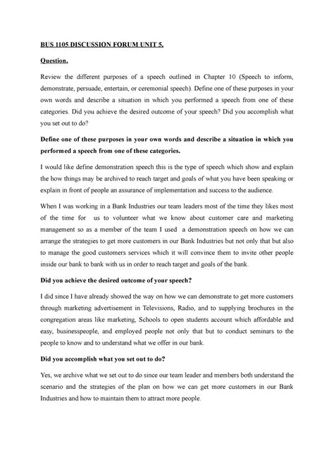 Bus 1105 Discussion Forum Unit 5 Bus 1105 Discussion Forum Unit 5