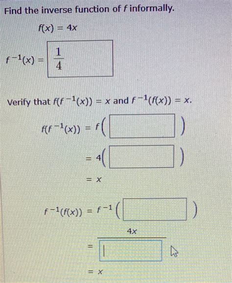 Solved Find The Inverse Function Of F Informally F X X Chegg