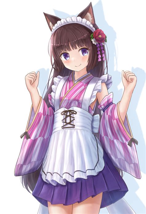 和メイド姿の猫耳娘 Kuro