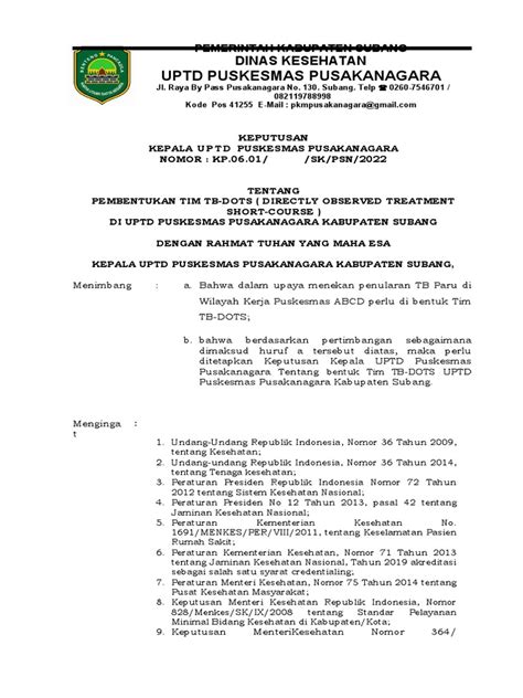1 Sk Tim Tb Dots Di Puskesmas Pdf