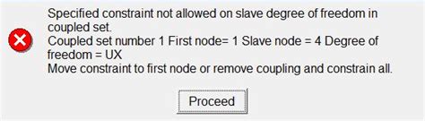 What Is The Meaning Of Specified Constraint Not Allowed On Slave Dof In Coupled Set