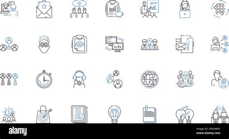 Enterprise Sharing Line Icons Collection Collaboration Synergy Integration Interdependence