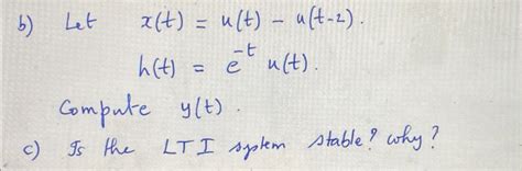 Solved B Letx T U T U T 2 H T E Tu T Compute Y T C Chegg Com