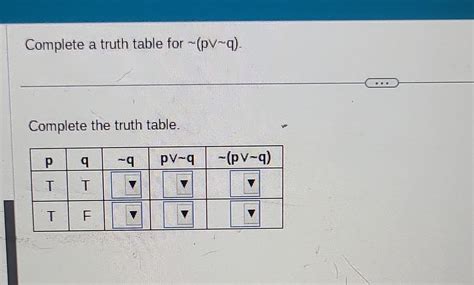 Solved Complete A Truth Table For Pq Complete The Chegg